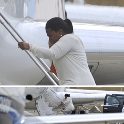Spotted: Oprah Winfrey Boarding Her Private Jet in California
